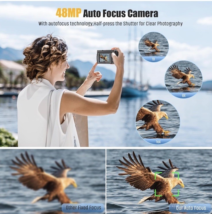 Digital Camera,Oiadek 4K 48MP Autofocus Vlogging Camera with 32G Memory ...