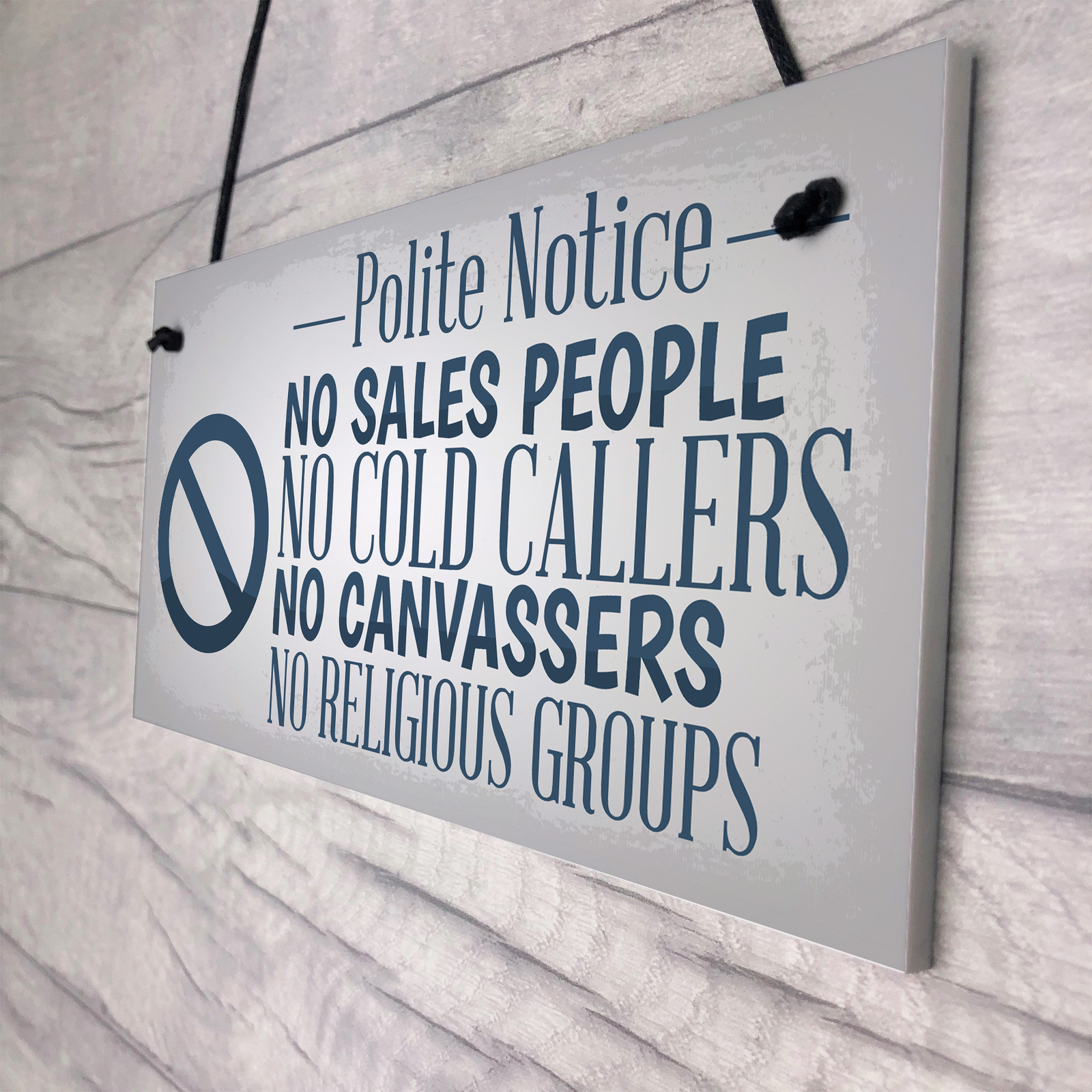 No Cold Callers Sales Front Door Stop Sign Polite Notice Hanging Wall ...