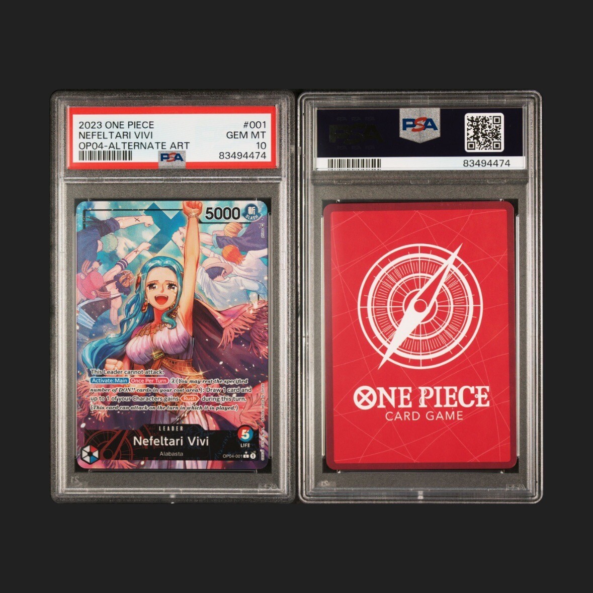 One Piece CCG Nefeltari Vivi Alt Art Parallel Holo PSA 10 GEM MINT TCG ...