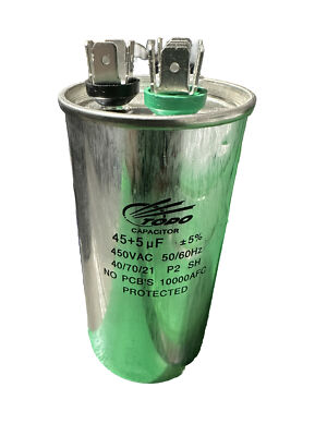 45/5 MFD Round Motor Dual Run Capacitor 45+5 uF 370 440 Volt AC VAC ...