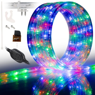 Multi-RGB Rope Light 10 20 25 50 100 150ft Connectable Indoor Outdoor ...