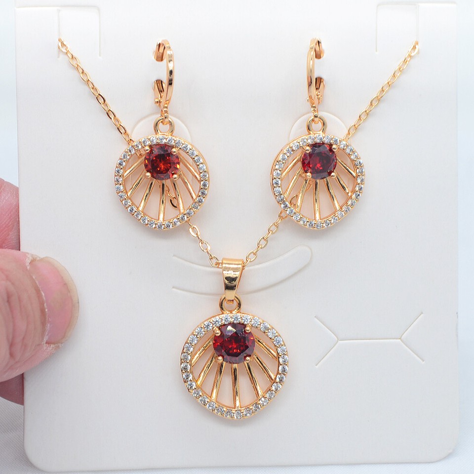 18K Yellow Gold Filled Women Purple Mystic Topaz Shell Design Jewelry ...