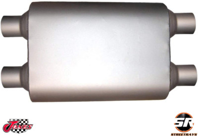 Jones Full Boar Flow Deflector Muffler 2.25" Dual inlet & Outlet Fits 2 ...