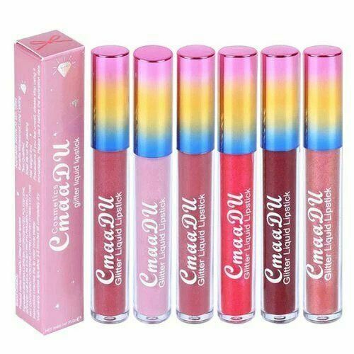 CmaaDU Glitter Liquid Lipstick Matte Waterproof Long Lasting Lip Gloss ...