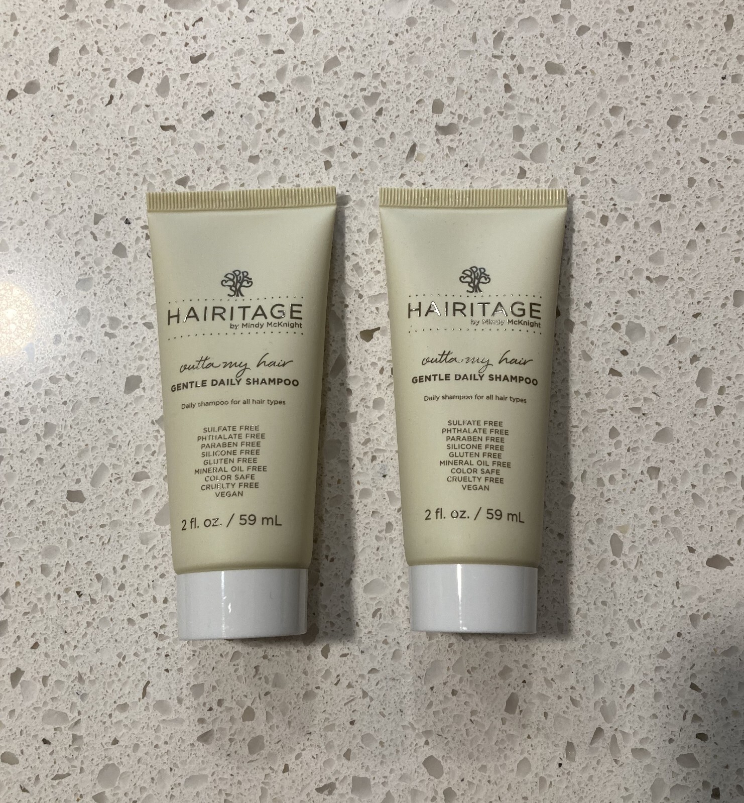 Lot of 2 Hairitage Outta My Hair Gentle Daily Hair Shampoo 2 oz. ea ...