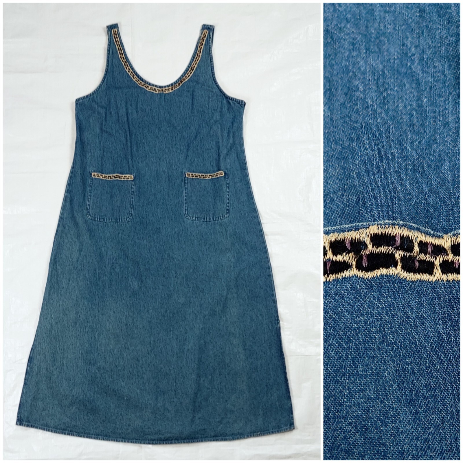 1990s Agapo Collection Denim Maxi Dress, Sleeveless, … - Gem