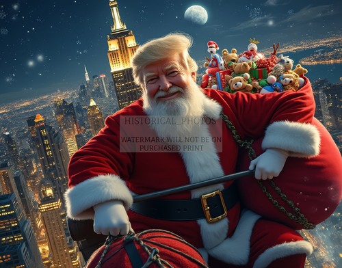 PRESIDENT DONALD TRUMP AS SANTA CLAUS FLYING IN HIS SLEIGH CHRISTMAS ...
