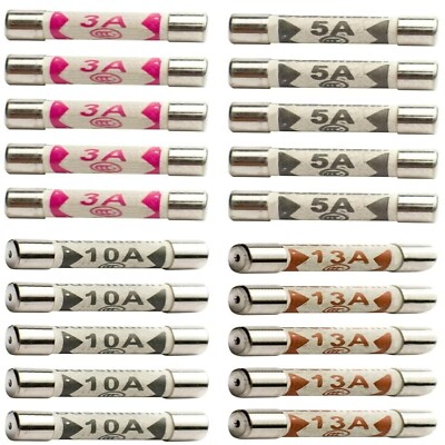 Assorted 3A 5A 10A 13A Household Plug Fuses – Mixed Main Fuse Kit for ...
