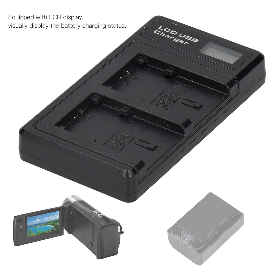 Plastic Battery Charger With LCD Display Camera Battery Double Charging ...