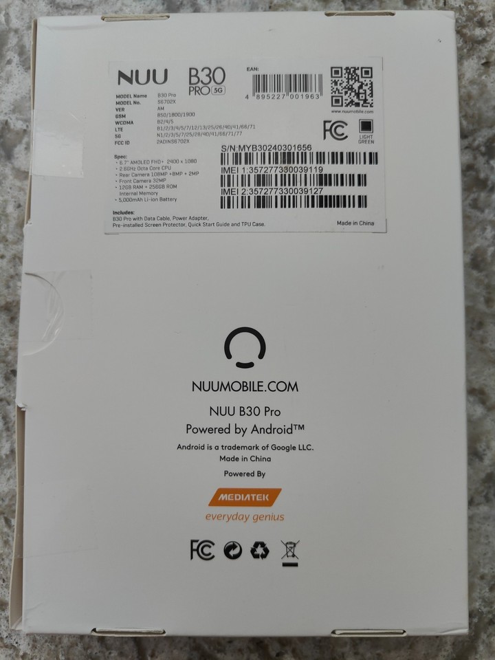 NUU B30 Pro 5G - Smartphone - Unlocked - T-Mobile, 12GB RAM, S6702X | eBay