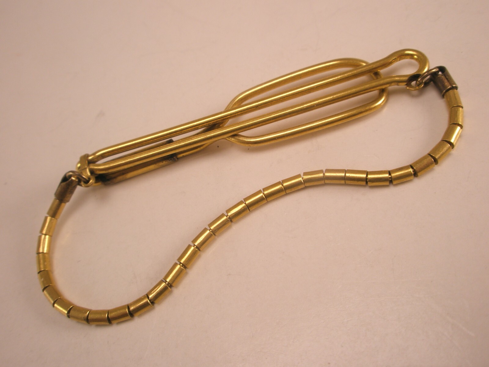 Cylinder Link Chain Gold Tone Vintage Pendant Tie Bar… - Gem