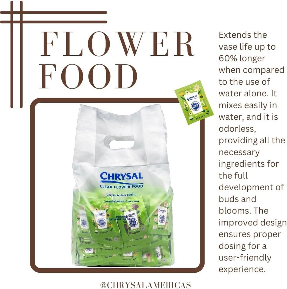 Chrysal Flower Food -200 Packets Fresh Cut Flowers Clear formula ...