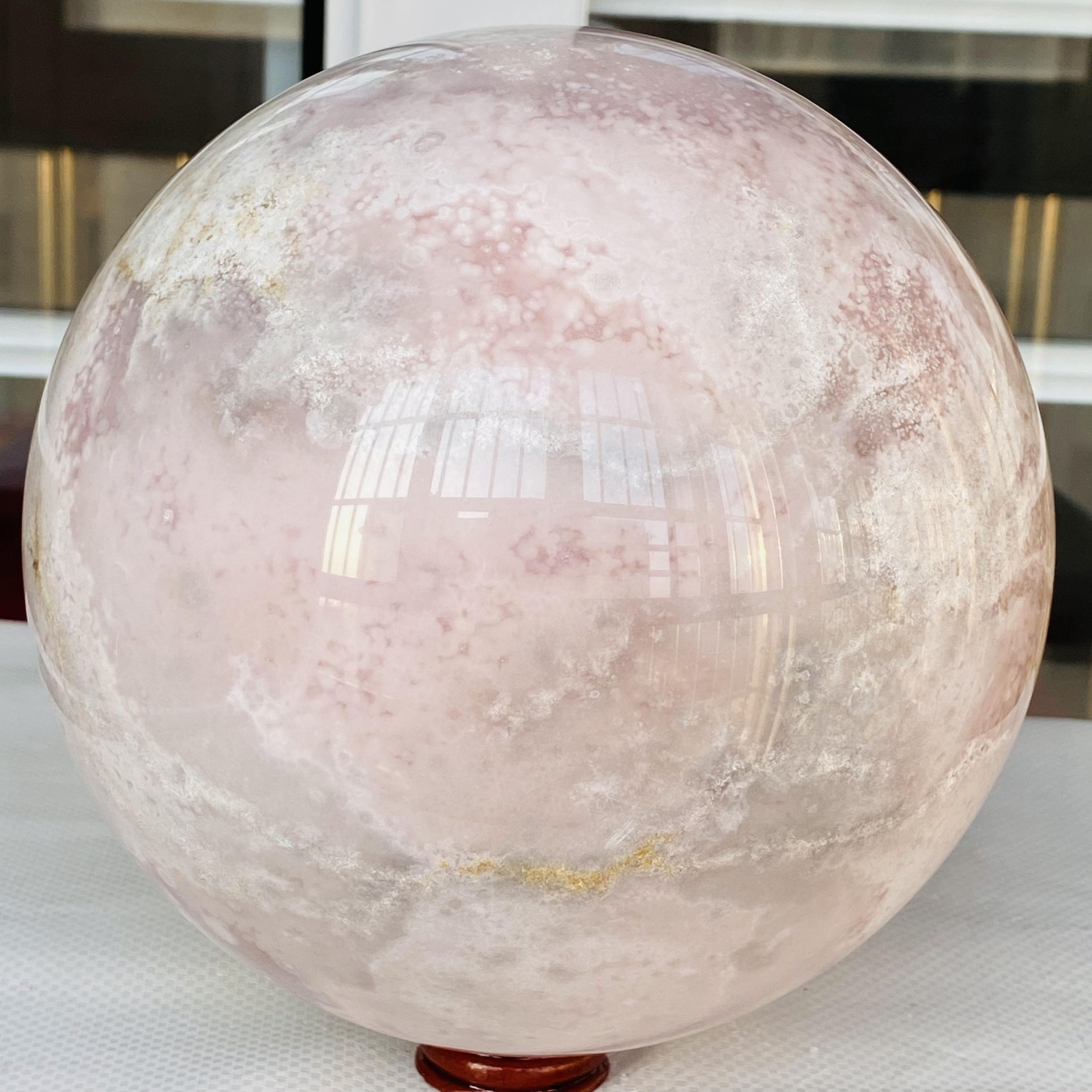 7040g Natural Cherry Blossom Agate Sphere Quartz Crystal Ball Healing ...