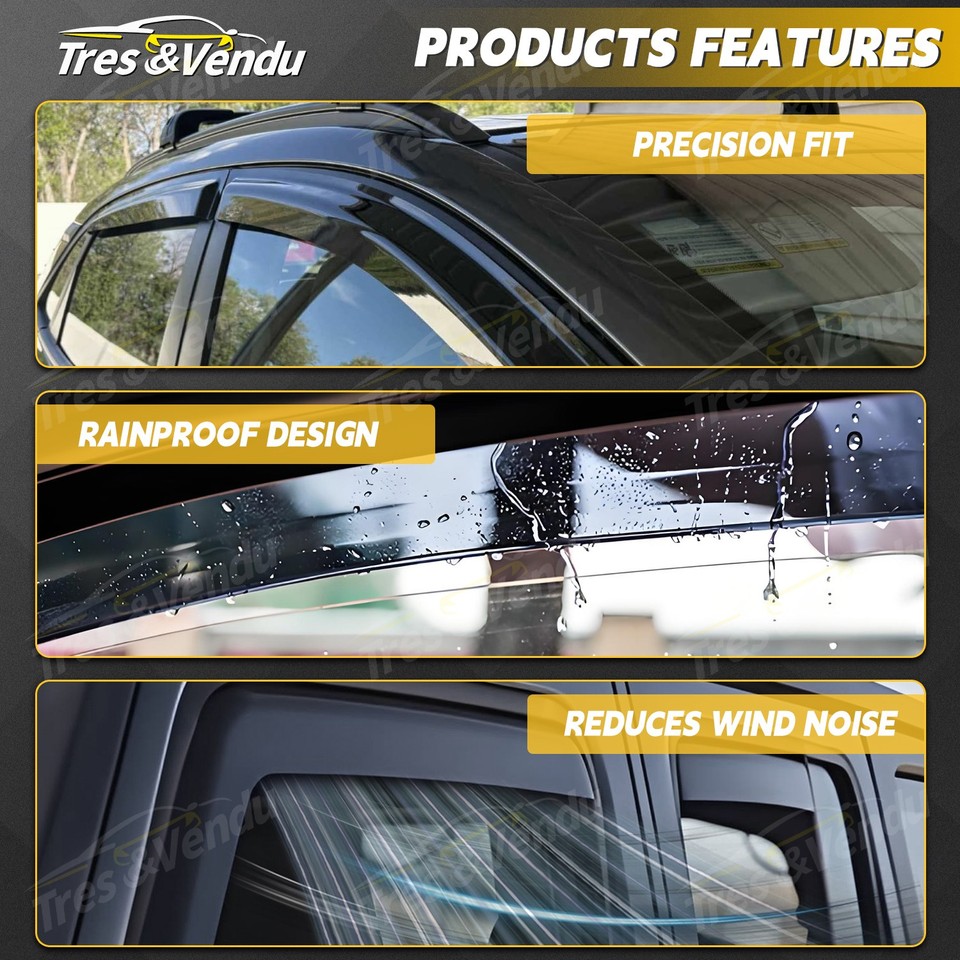 In-Channel Smoke Window Visors For Dodge Ram 1500 Crew Cab 2019-2025 ...