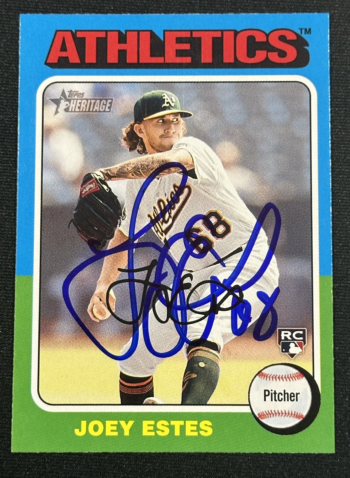 2024 Topps Heritage #158 Signed Joey Estes RC Athletics Autographed ...