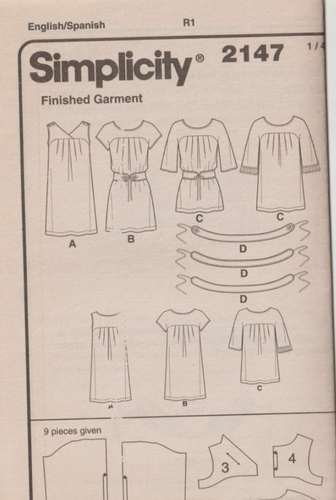 Simplicity 2147 Misses Mini Dress Tunic Pattern Learn to Sew UCT Sz 6 ...