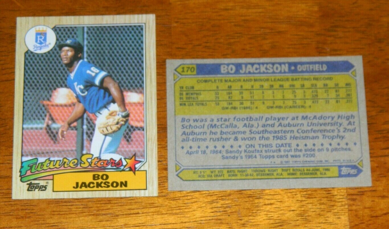 Bo Jackson 1987 Topps #170 ROOKIE FREE SHIPPING | eBay