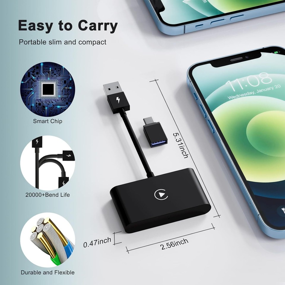 Wireless CarPlay Adapter Dongle USB For Apple iOS 10+ Car Auto ...