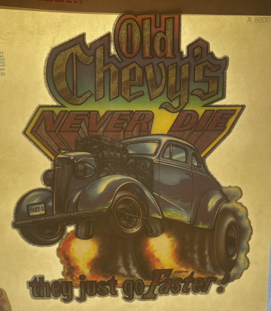 OLD CHEVYS GO FASTER 1970's VINTAGE IRON ON TRANSFER … - Gem