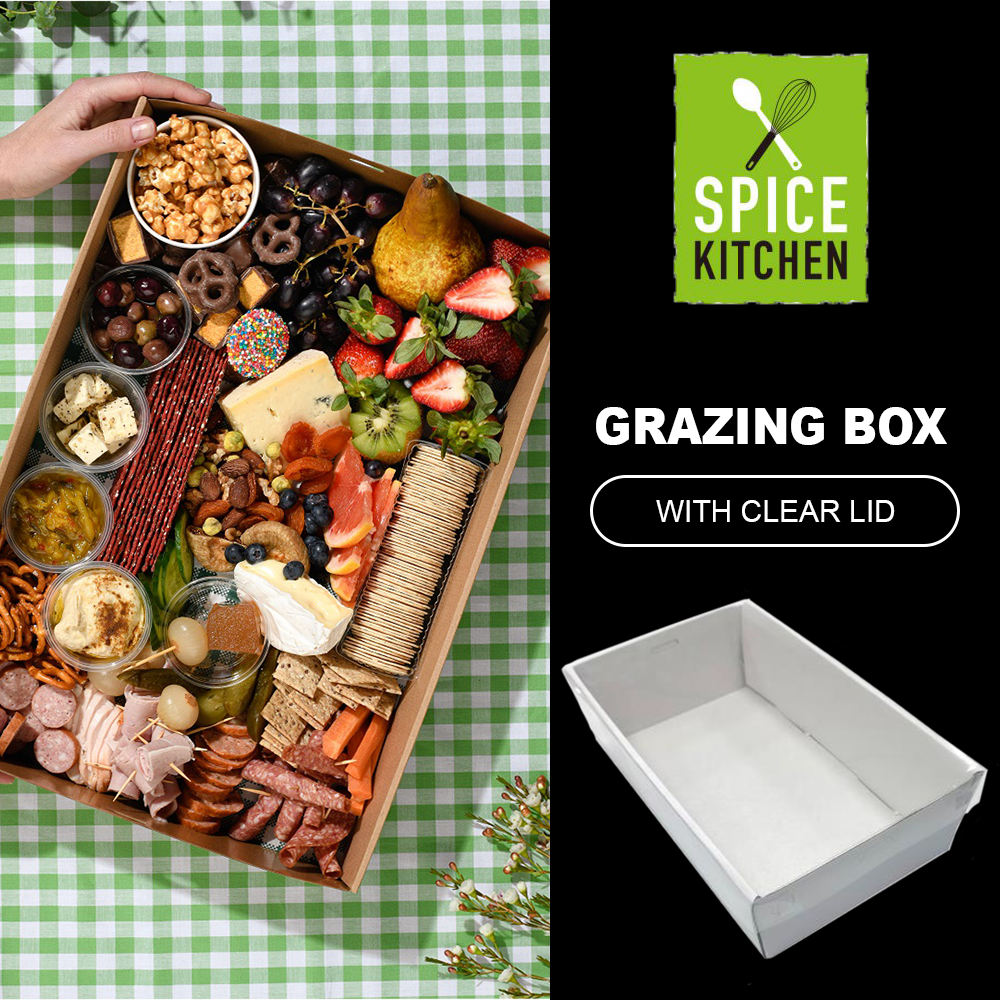 Grazing Box w/ Clear Lid Treat Tray Graze Board Takeaway Container ...