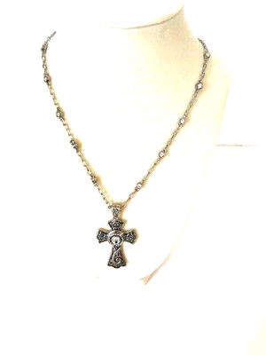 PGSC Silver Tone Large Scroll Cross w/ Crystals - Beautiful Stunning ...
