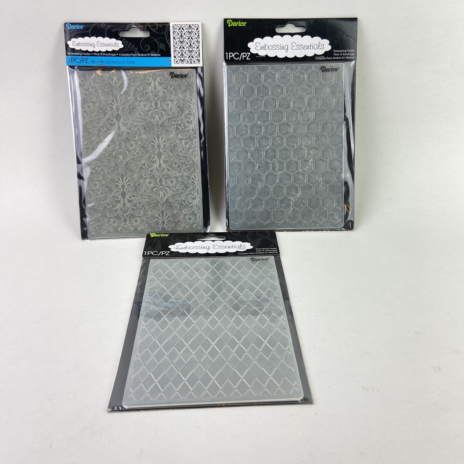 Lot 3 Darice Embossing Essentials Folders 5 x 7in Beehive Diamond Argyle Damask | eBay