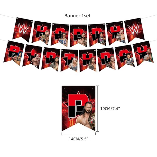 Wrestling WWE Banner Wrestle Show Wrestler Bunting Birthday Party ...