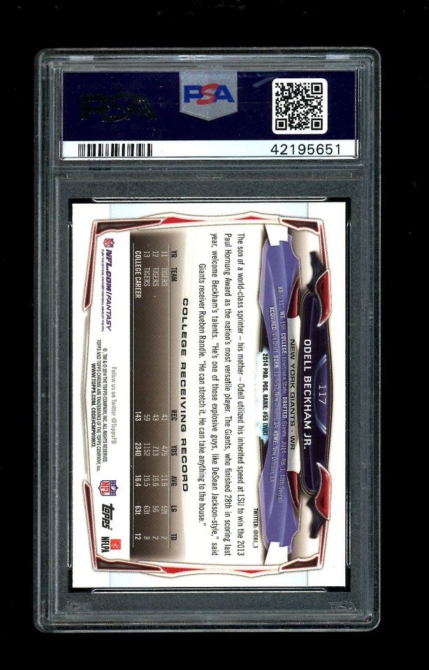 2014 Topps Chrome #117 Odell Beckham Jr. Giants RC Rookie Card PSA 10 ...