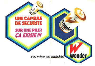publicité Advertising 0423 1971 piles Wonder capsule de sécurité Super ...