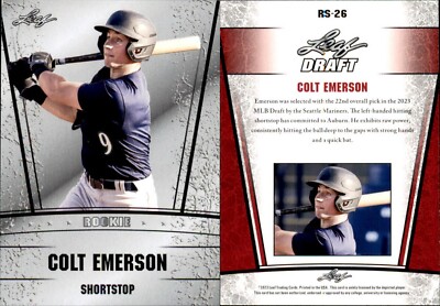 2023 Leaf Draft Silver Colt Emerson RC Rookie #RS-26 Seattle Mariners ...