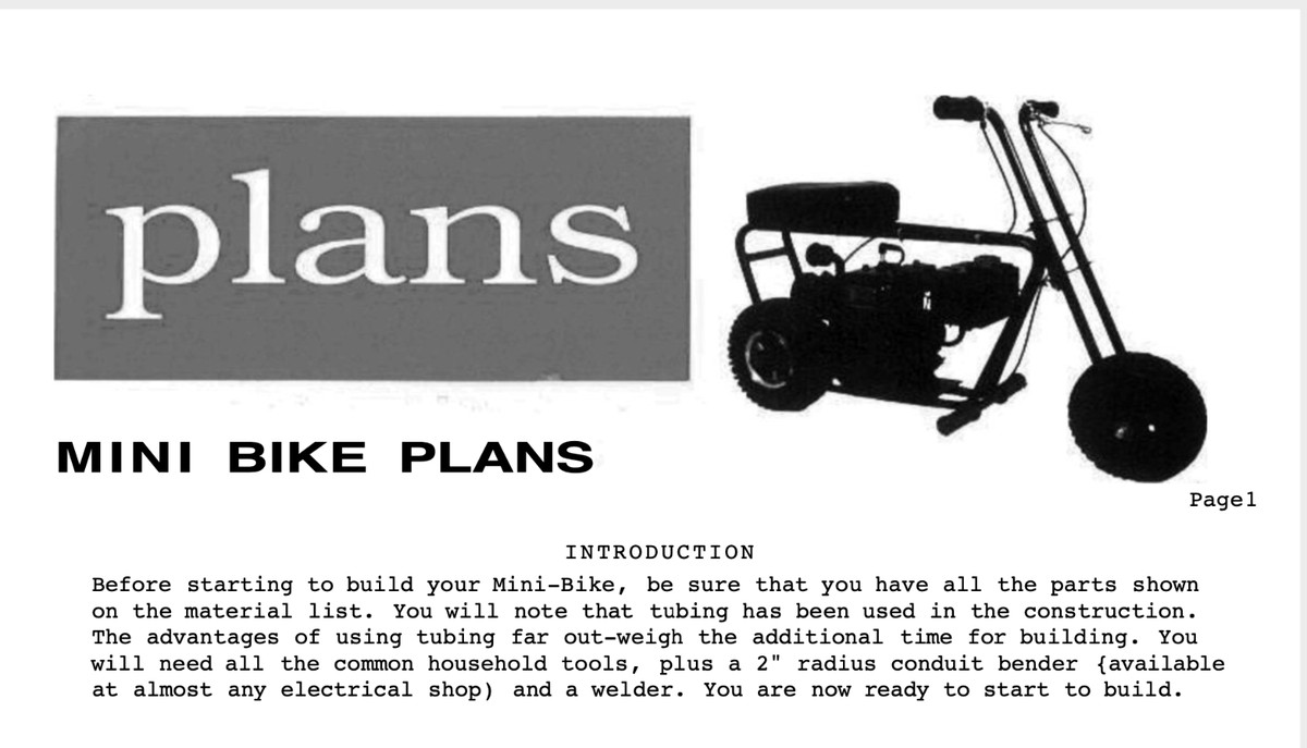 Mini Bike Blueprints