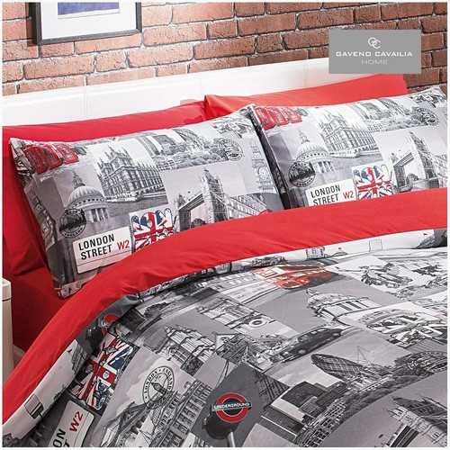 Luxurious LONDON CITY Bed Set with Duvet Cover and Pillow Case, Grey ...
