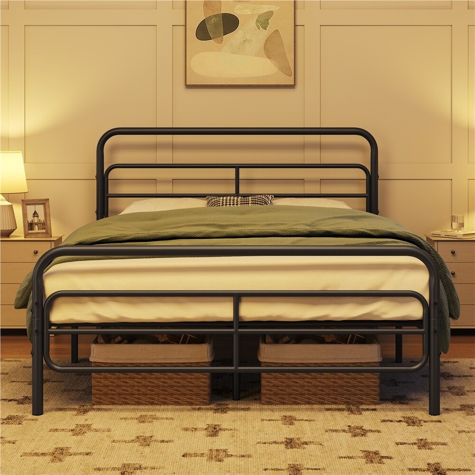 Modern Metal Bed Frame Platform Bed Frame with Geometric Pattern ...