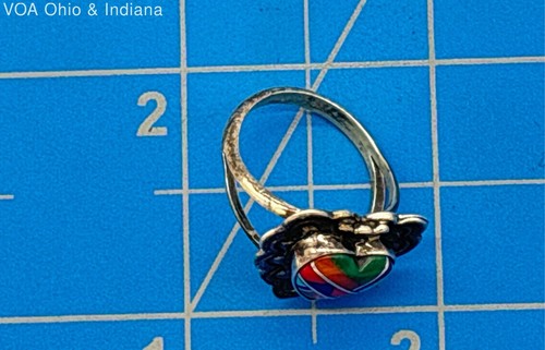 Lot Of Two 925 Silver Tested Multicolor Stone Inlay Ornate Border Rings ...