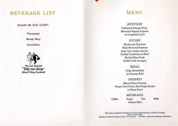 United Airlines The Red Carpet First Class Menu | eBay