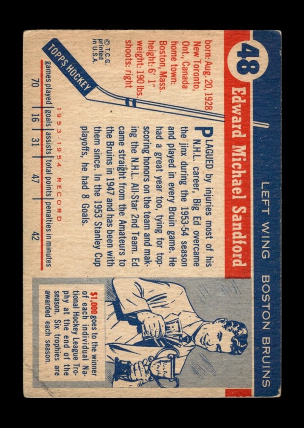 1954-55 Topps Set-Break # 48 Ed Sandford LOW GRADE (filler) *GMCARDS ...