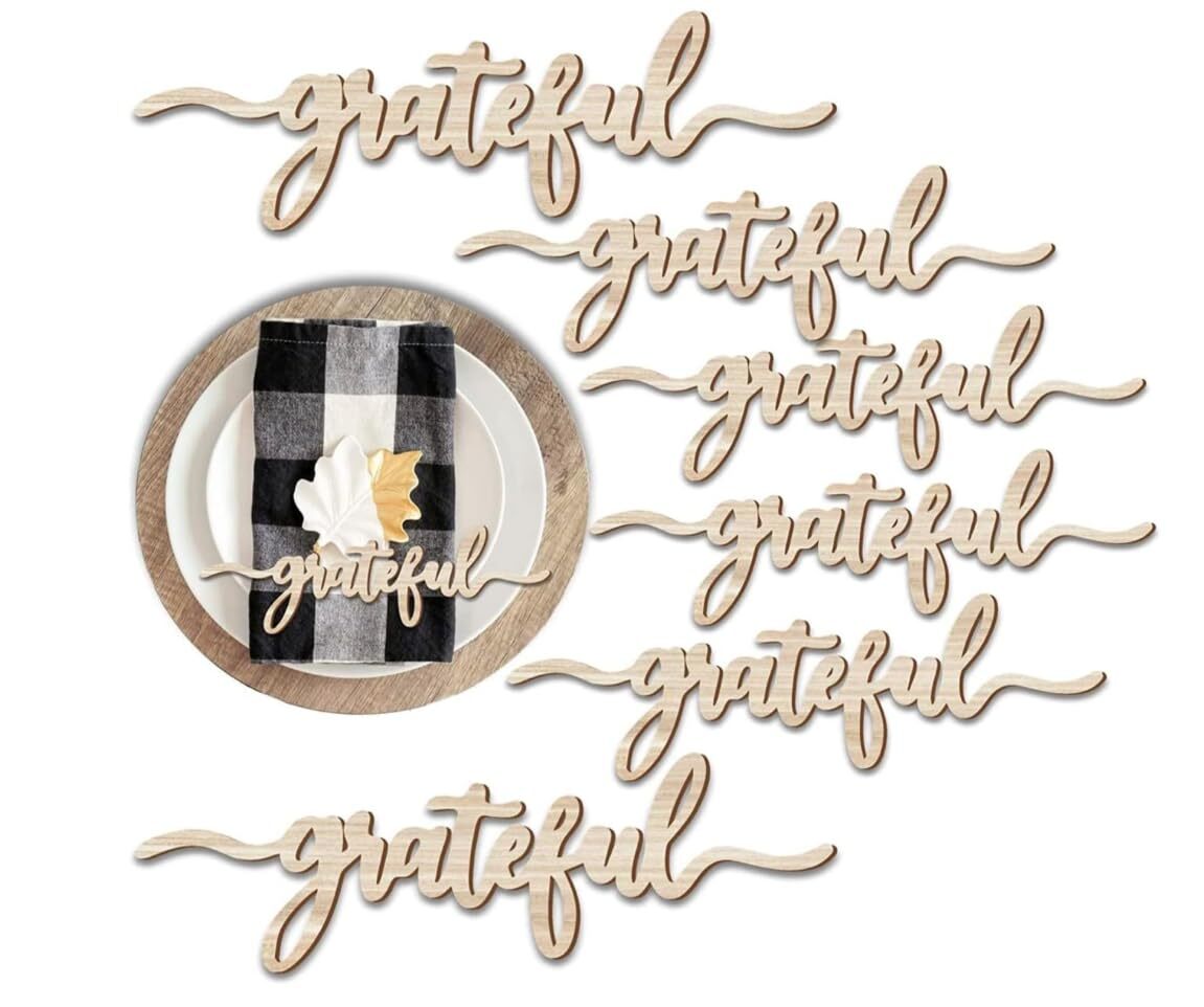 Thanksgiving Place Cards Blessed Thankful Grateful Wood Signs Fall ...