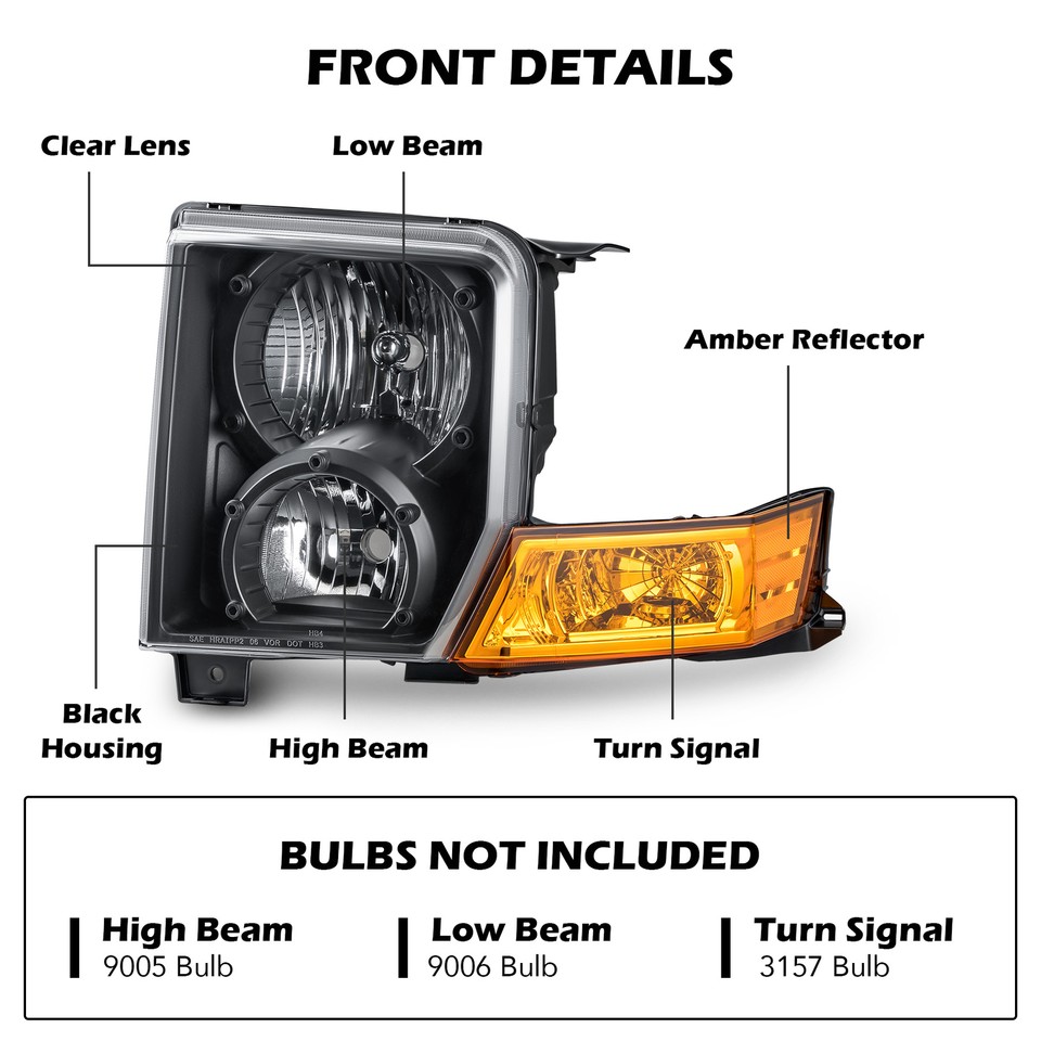 For 2006-2010 Jeep Commander Headlight Assembly Set Left + Right ...