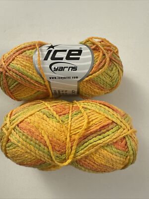 2 Skein Lot Ice Yarns Green Orange Yarn J7 | eBay