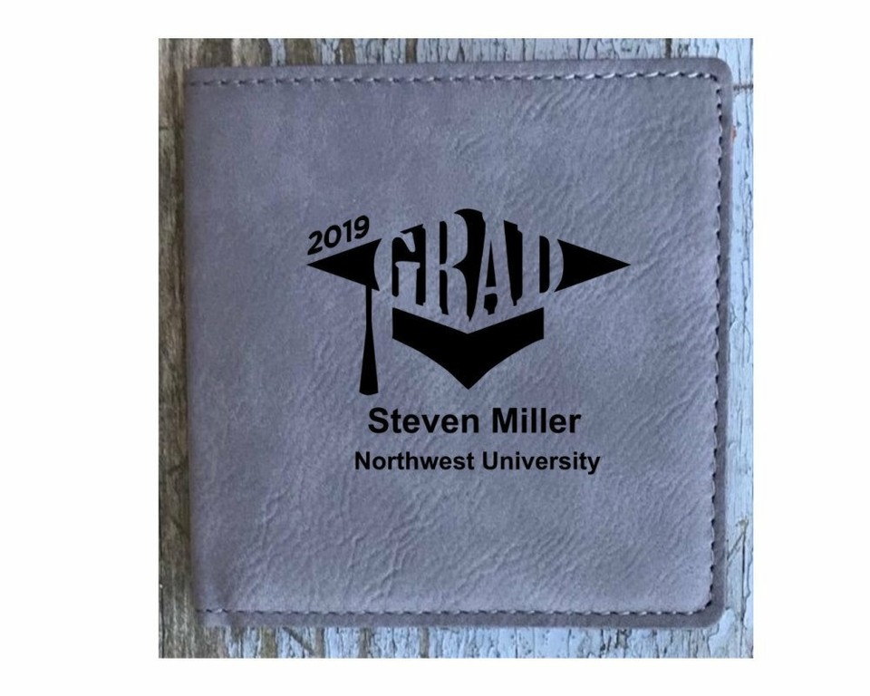 Graduation Gift, Class of 2020, Personalized Leather Wallet Gray | eBay