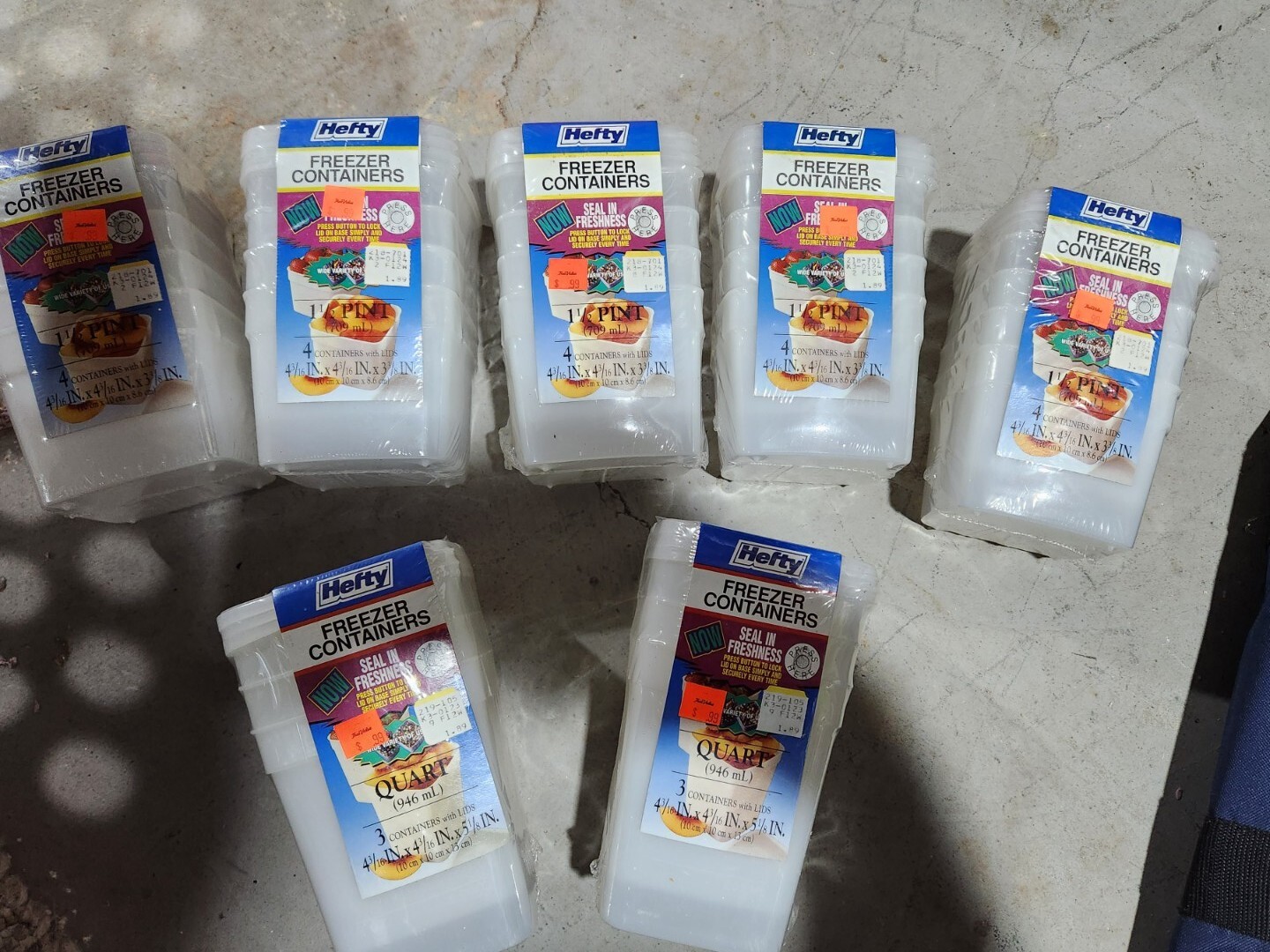 NOS Hefty Plastic Freezer Containers 5 packs of 1.5 PINT and 2 Packs of ...