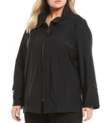 IC Collection ~ Plus Size Stand Collar Zip Front Jacket ~ Size 1X ~ NWT ...