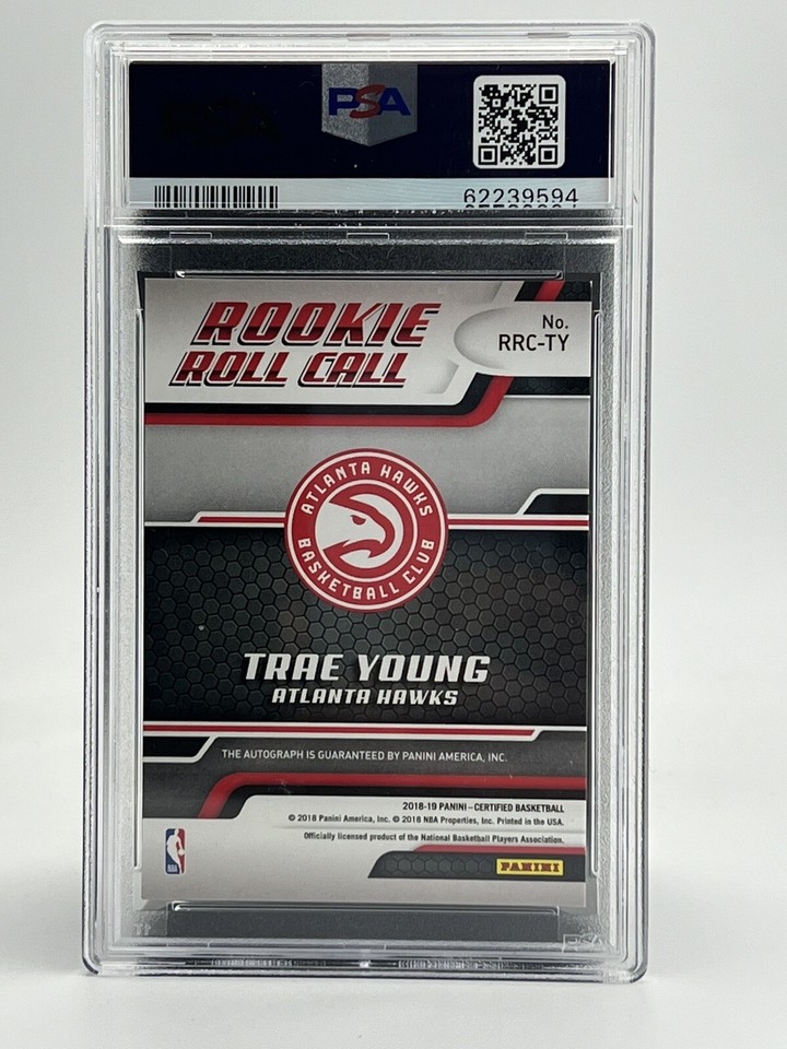 2018 PANINI CERTIFIED ROOKIE ROLL CALL AUTO #RRC-TY TRAE YOUNG RC PSA 9 ...
