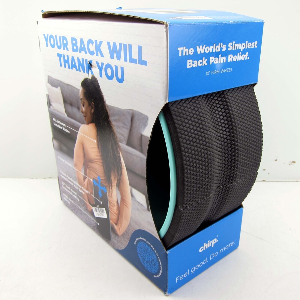 New Chirp Wheel 10” Firm Back Stretcher Foam Roller Muscle Massage Pain ...