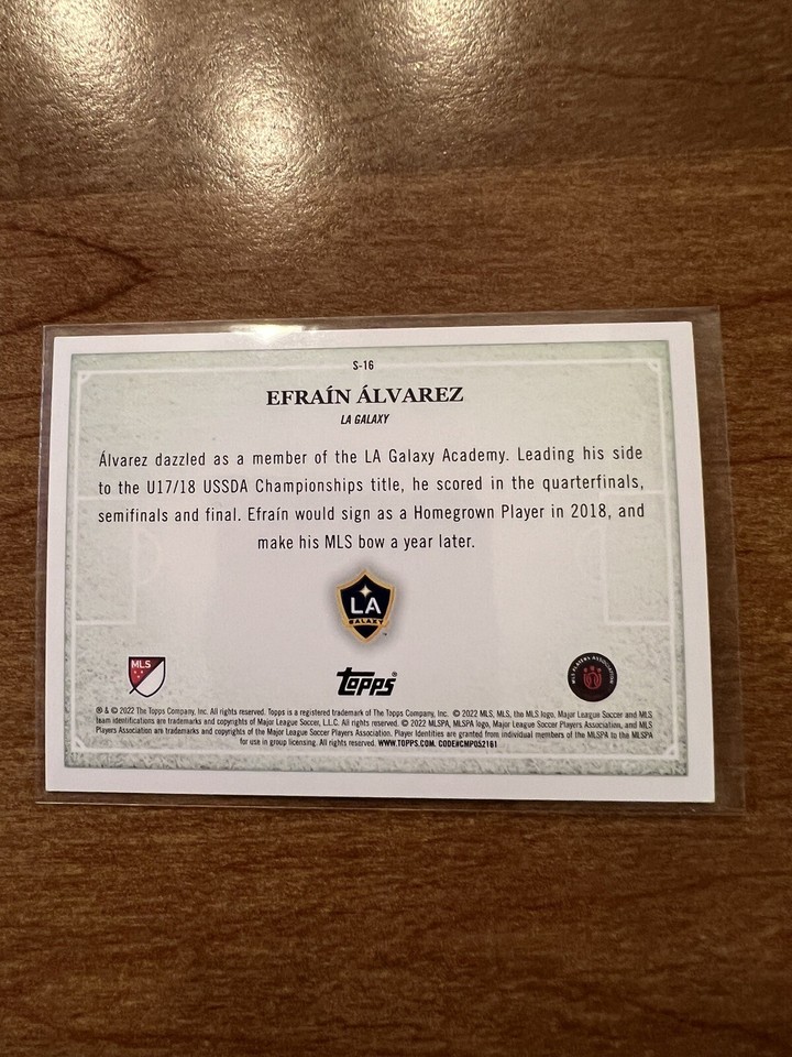 2022 Topps MLS Scholarly Insert Efrain Alvarez LA Galaxy Mexico Soccer ...