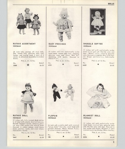 1963 PAPER AD Horsman Dolls Ruthie Baby Precious Flopsie Roberta Ideal ...