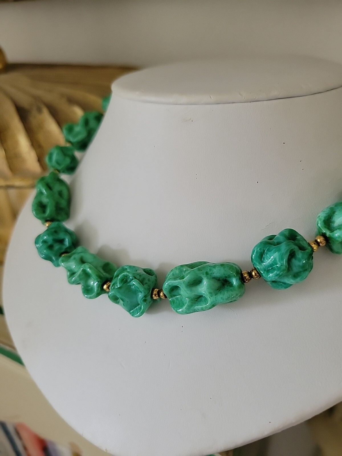 LOUIS ROUSSELET 1930's FRANCE TEXTURED JADE GREEN GLA… - Gem