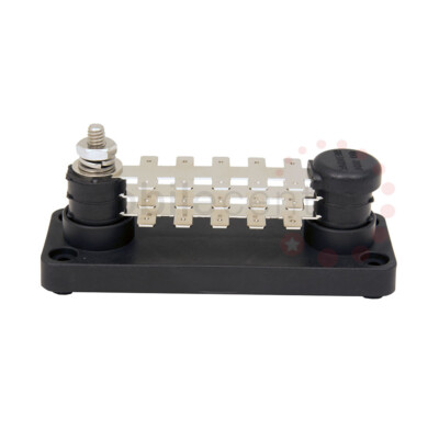 VTE TTB730N14 BLACK 165 Amp Bus Bar 1 x M6 stud 30 x 6.3mm male spade ...