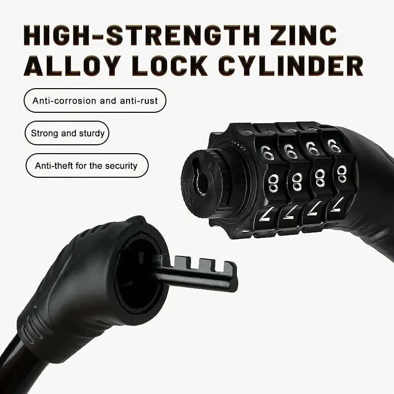 🎯Yellow Bike Lock 4-Digit Password Bicycle Resettable Combo Cable Chain ...