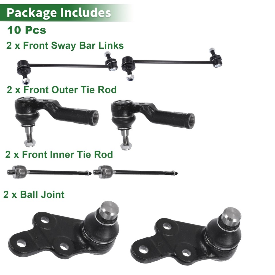 Pack of 8 For Ford Escape Front Suspension Kit Tie Rod End Front Sway ...